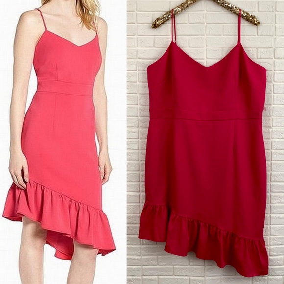 Chelsea28 | Dresses | Chelsea28 Ruffle Seamed Sheath Dress Hot Pink New ...